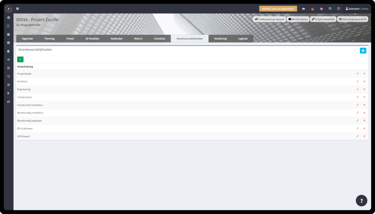 Functies - Verantwoordelijkheden - Buildify